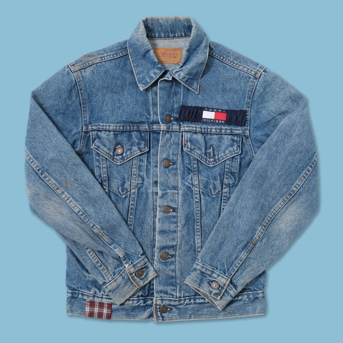Tommy Hilfiger x Levis Women s Denim Jacket Small Double Double Vintage