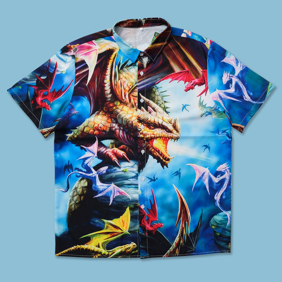 Y2K Dragon Shirt Large | Double Double Vintage