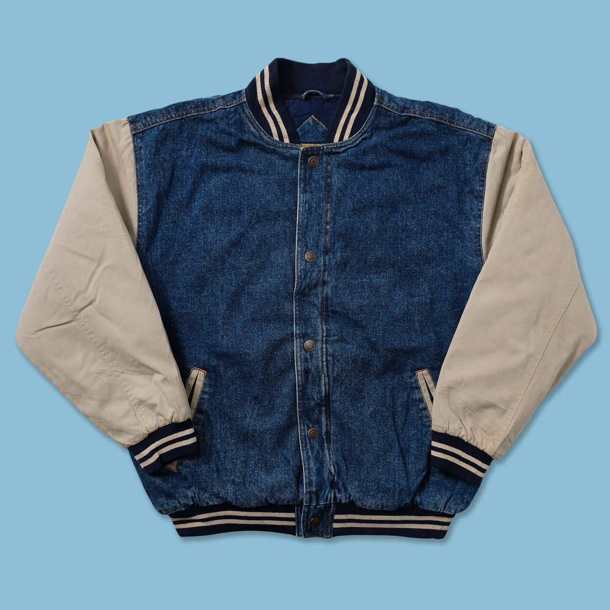 Vintage Denim Varsity Jacket Large | Double Double Vintage