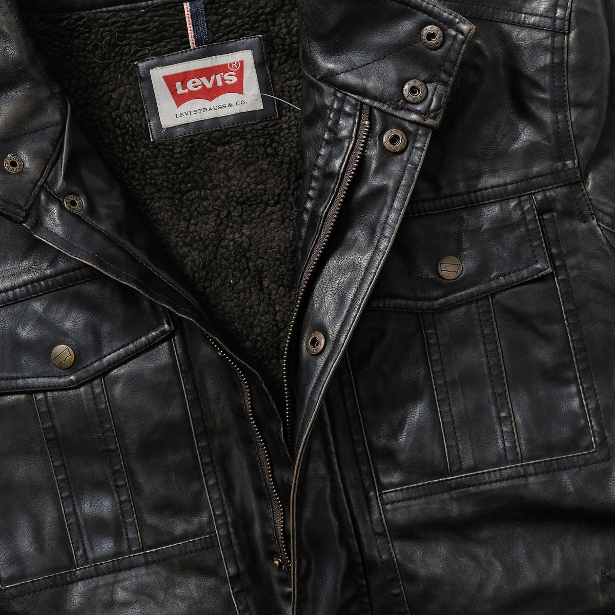 Vintage Levis Leather Jacket Large | Double Double Vintage