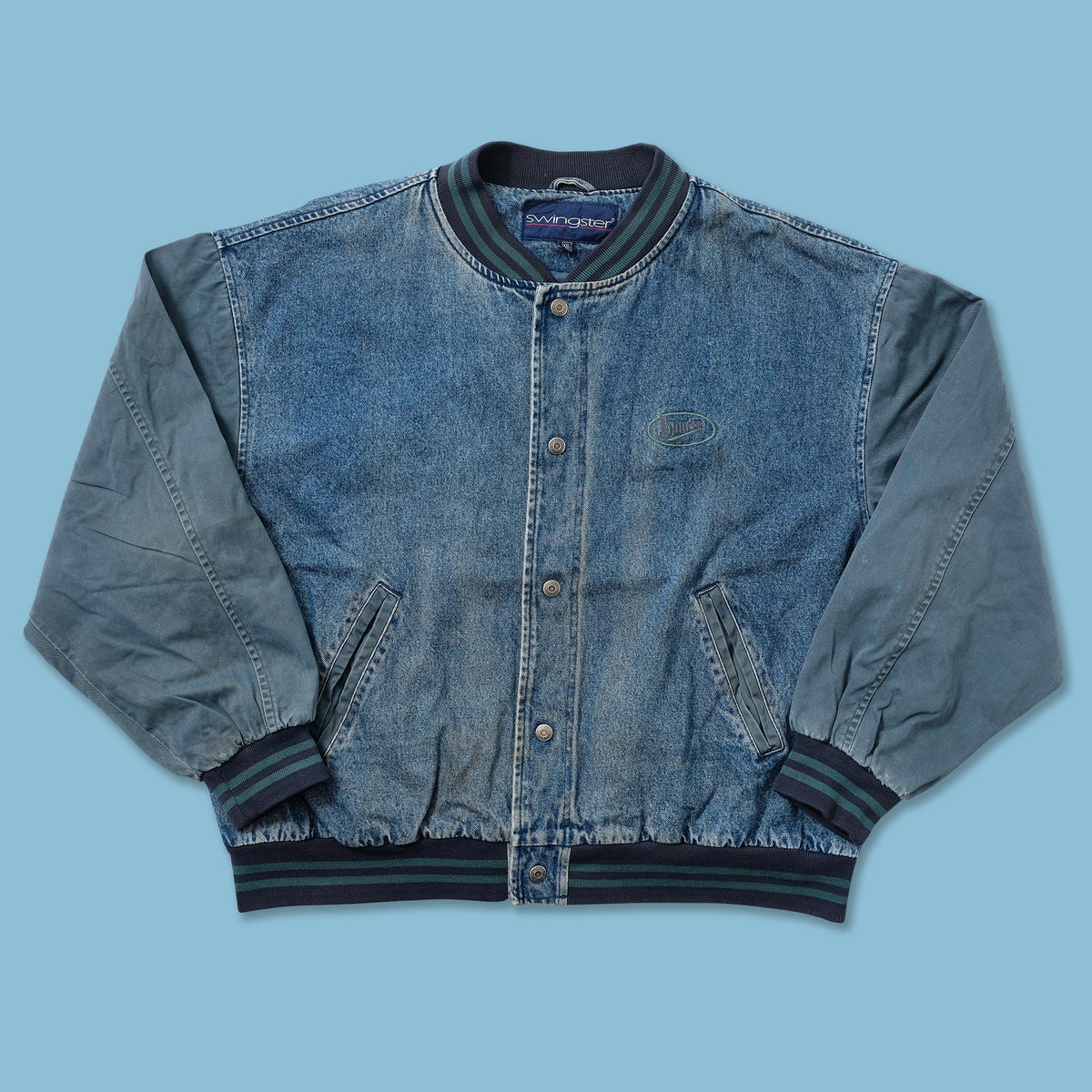 Vintage Denim Varsity Jacket XXL | Double Double Vintage
