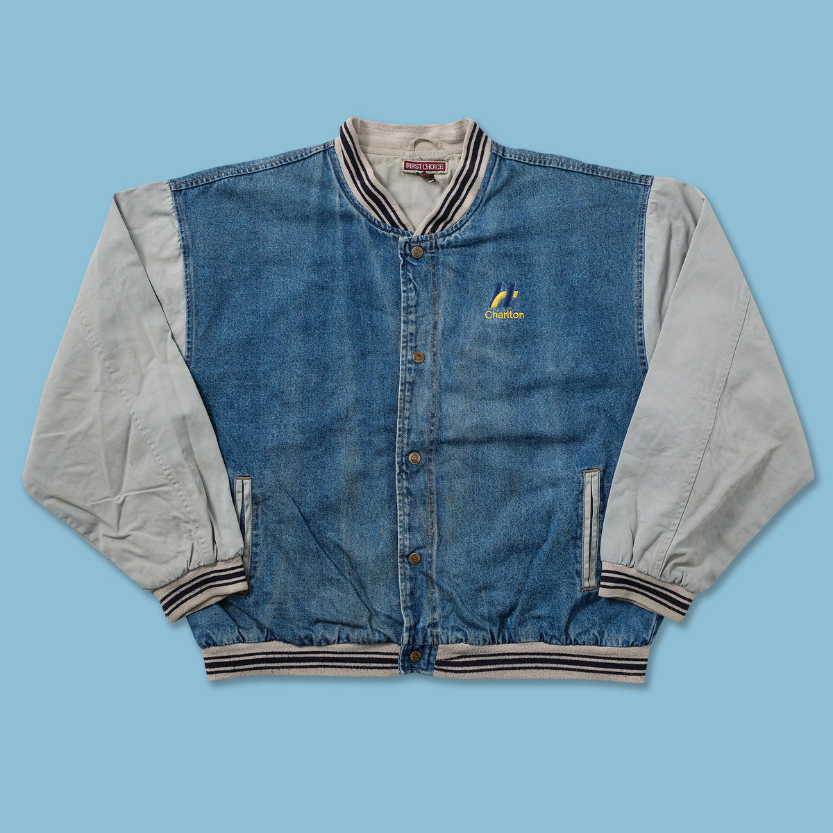 Vintage Denim Varsity Jacket Large | Double Double Vintage