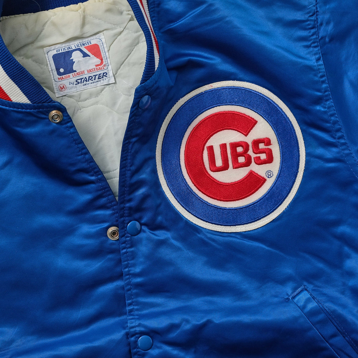 Vintage Starter Chicago Cubs Satin Bomber Jacket Small | Double Double ...