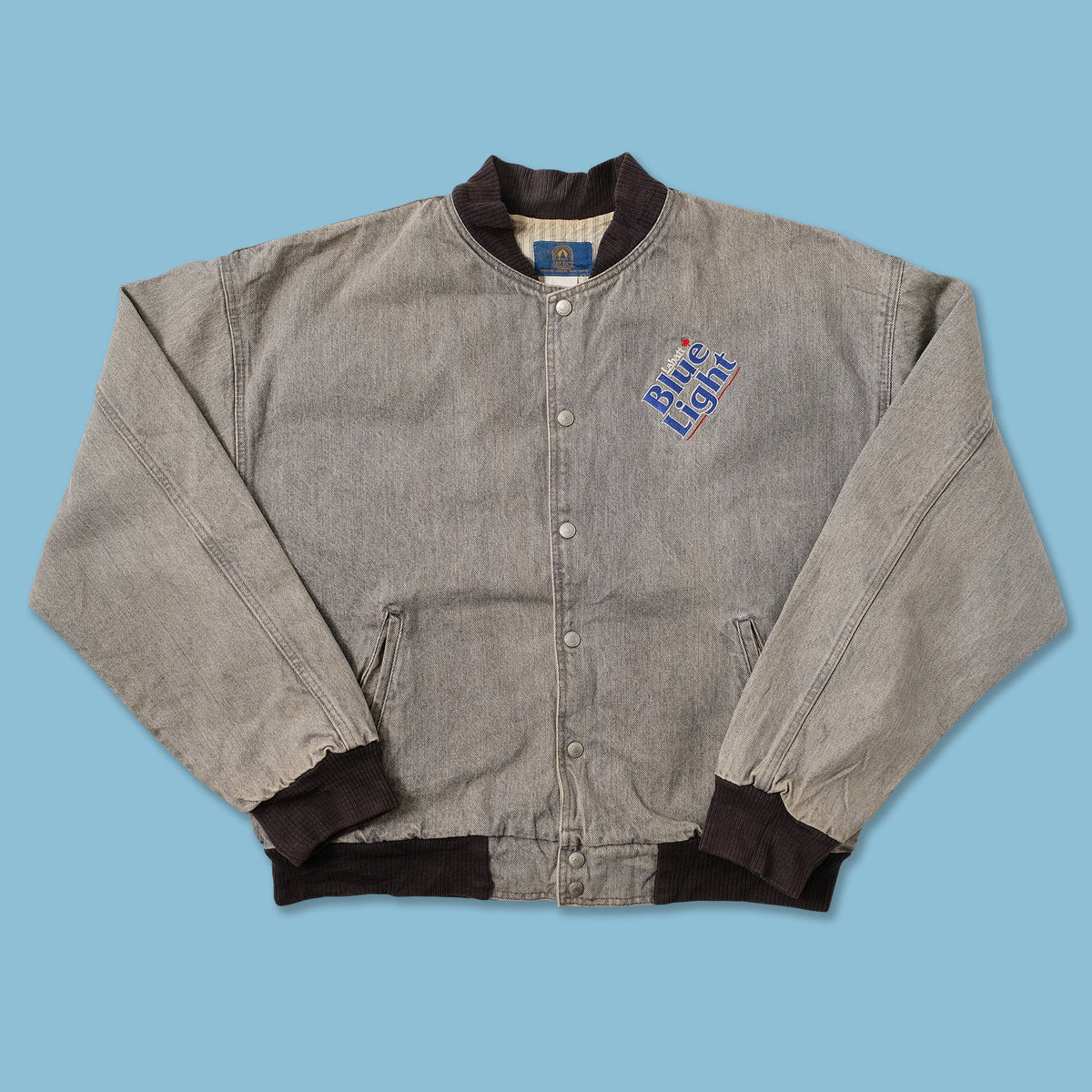 Vintage Labatt Blue Light Denim Varsity Jacket XLarge | Double Double ...