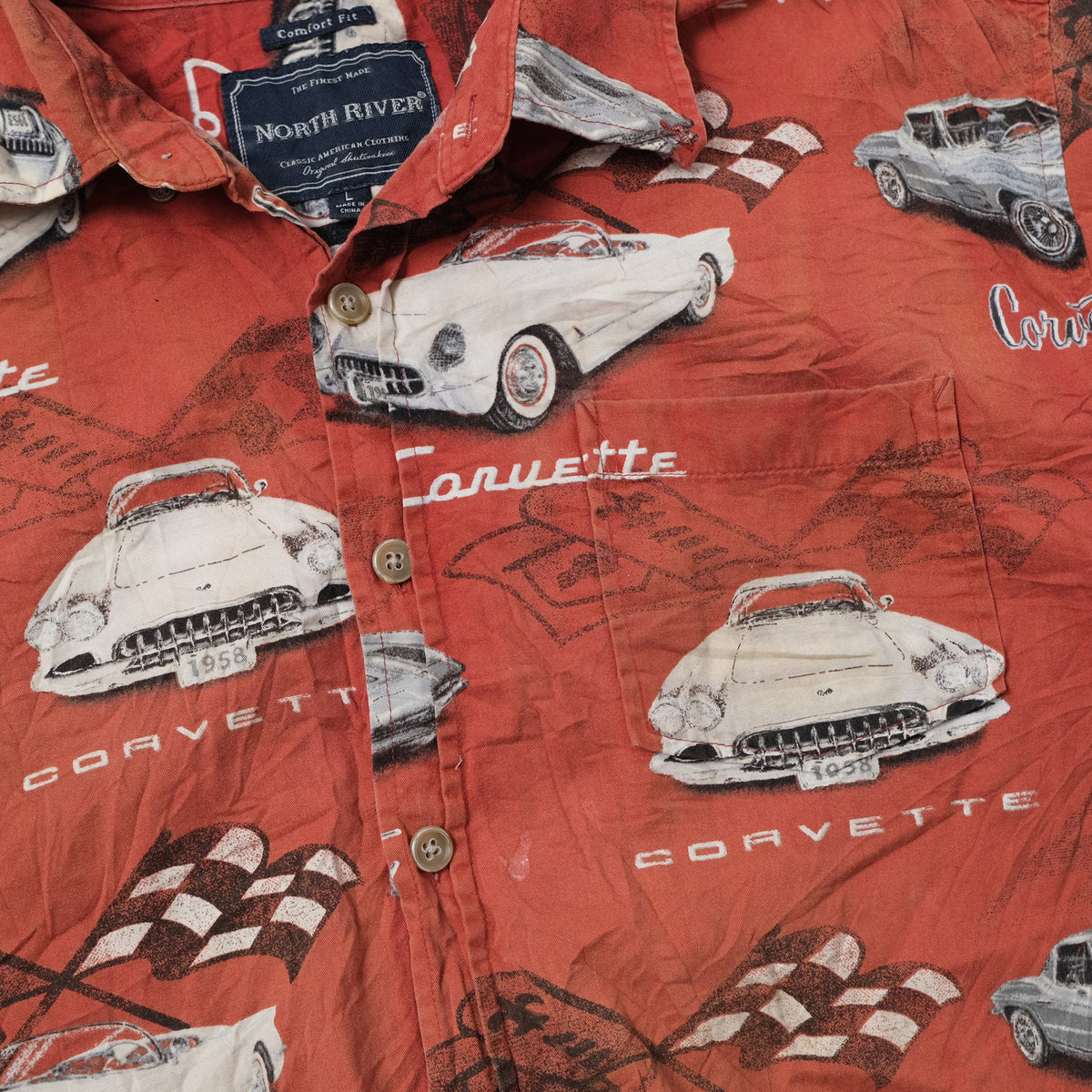 Vintage Corvette Pattern Shirt Large | Double Double Vintage