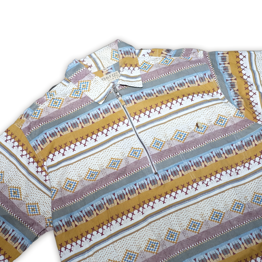 Vintage Half Zip Pattern Polo XLarge | Double Double Vintage
