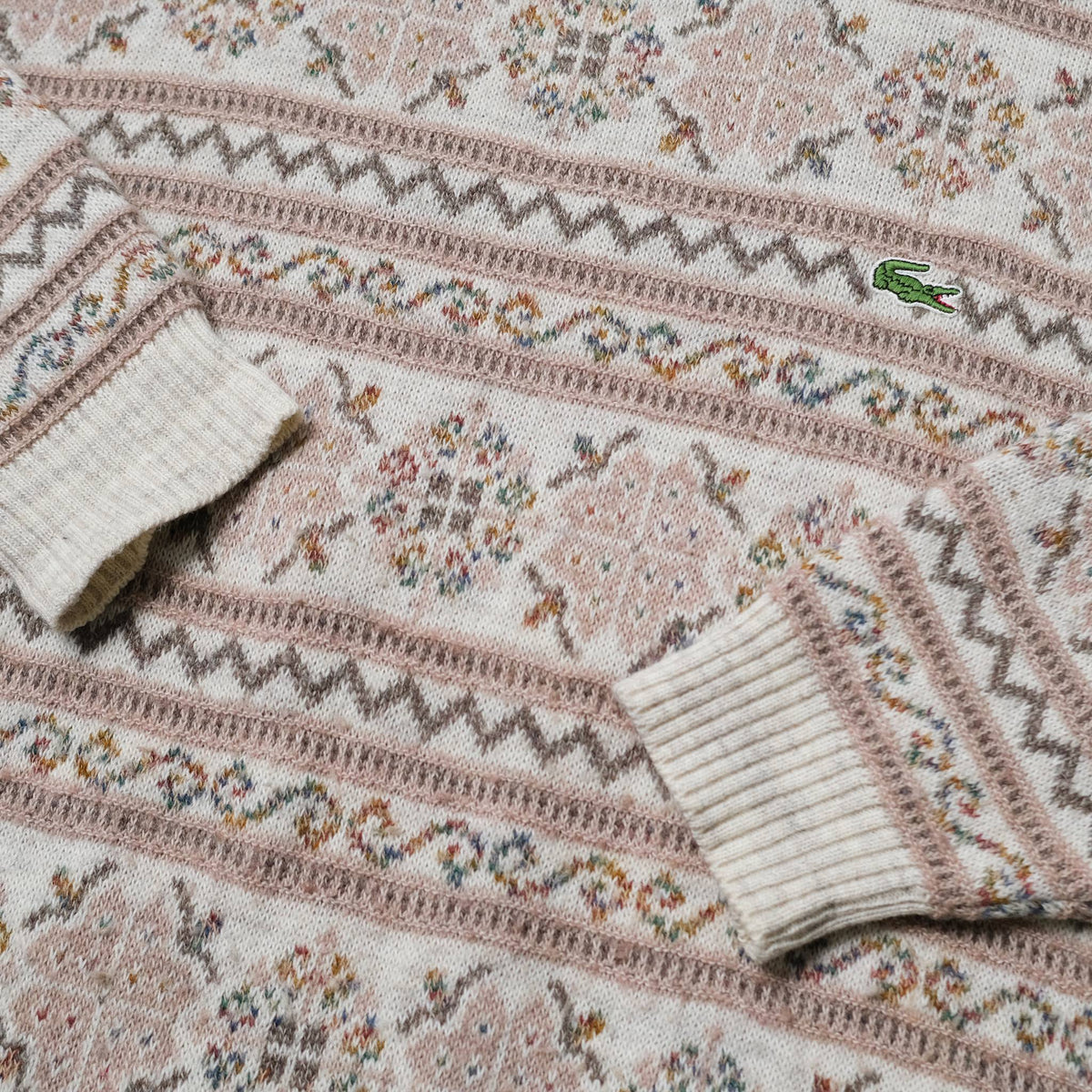 Vintage Lacoste Pattern Knit Sweater Large | Double Double Vintage