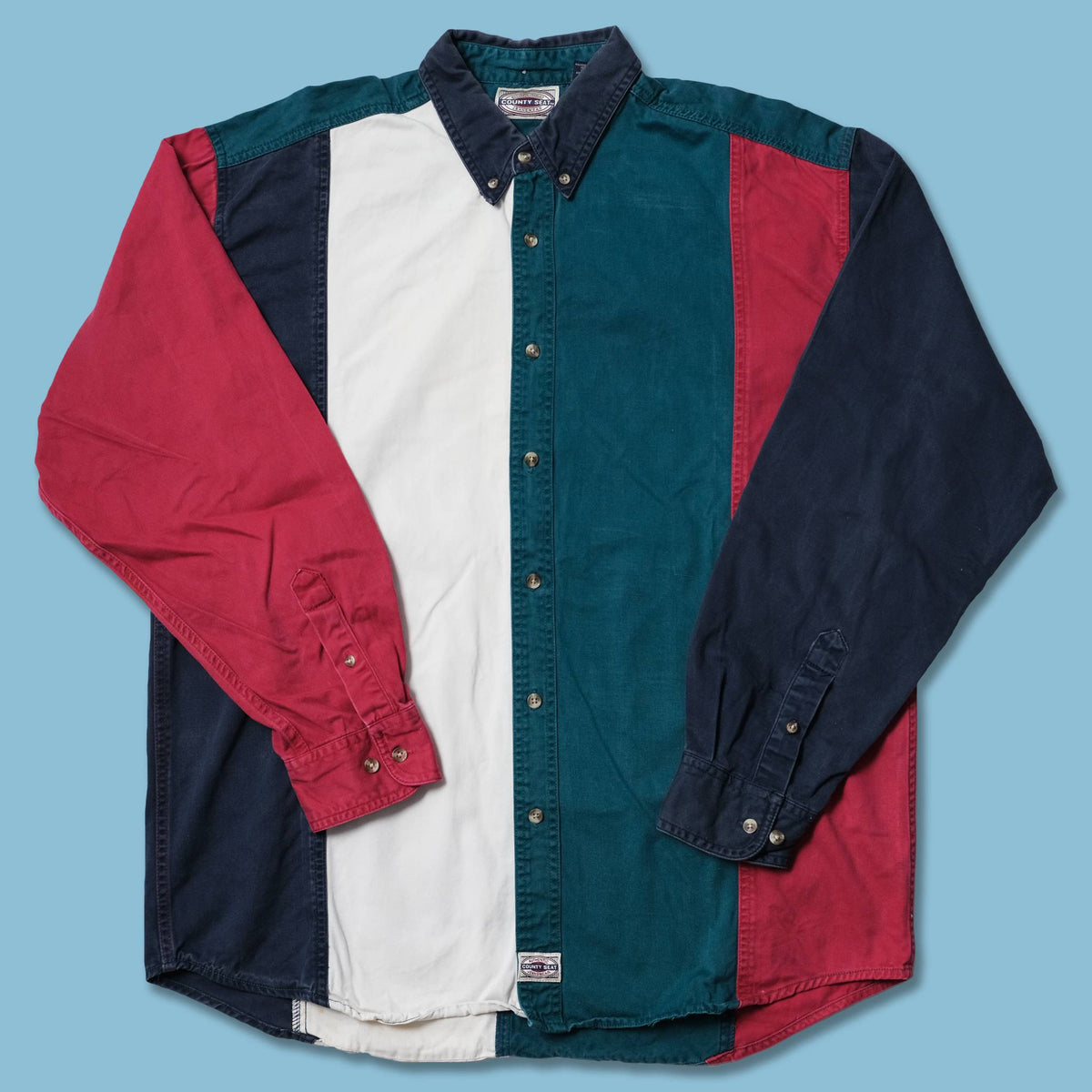 Vintage Color Block Shirt Large | Double Double Vintage